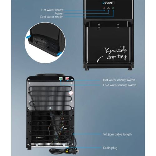 Devanti Water Cooler Dispenser Bench Top Black - Bunnings Australia