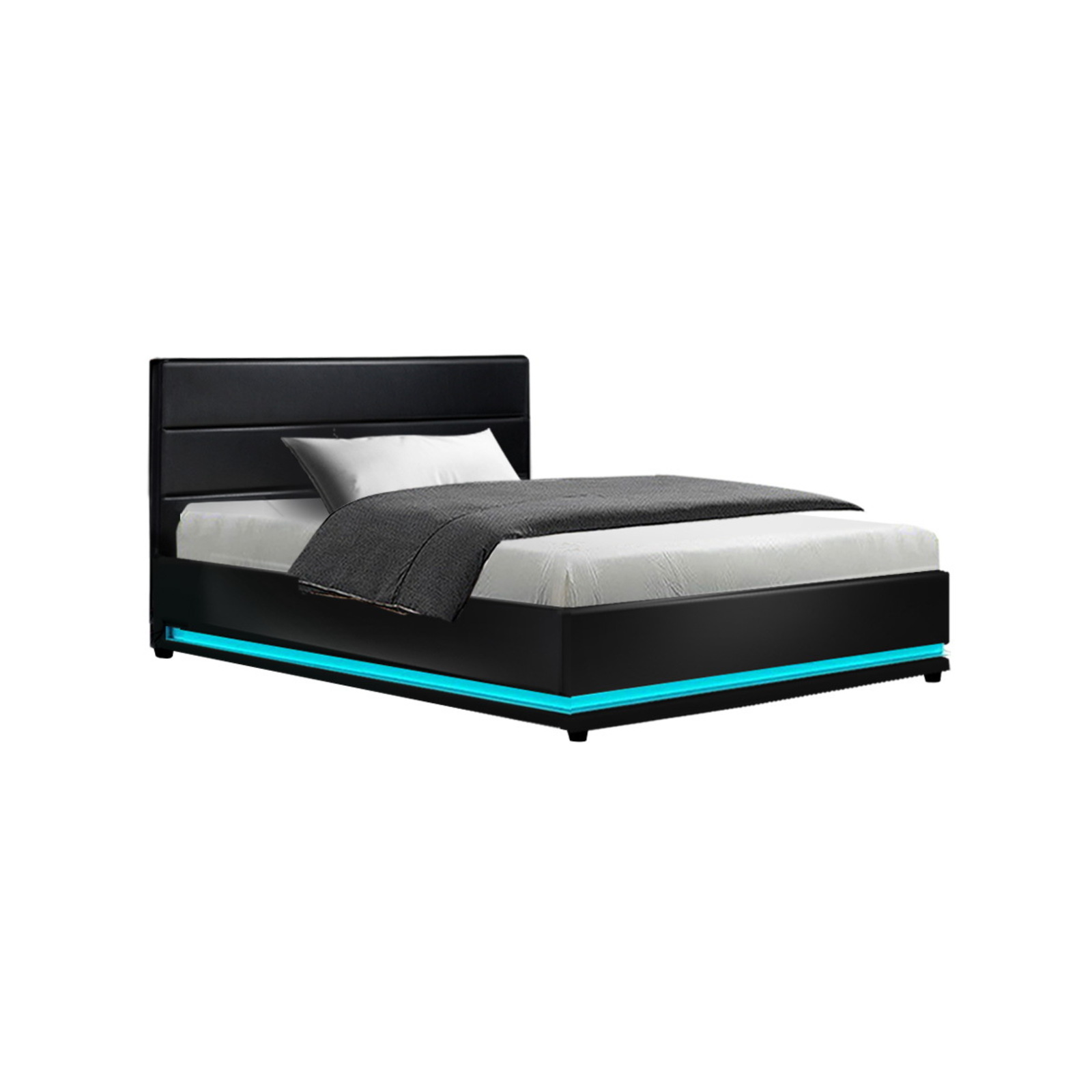 Artiss RGB LED Bed Frame King Single Size Gas Lift Base Storage - Black ...
