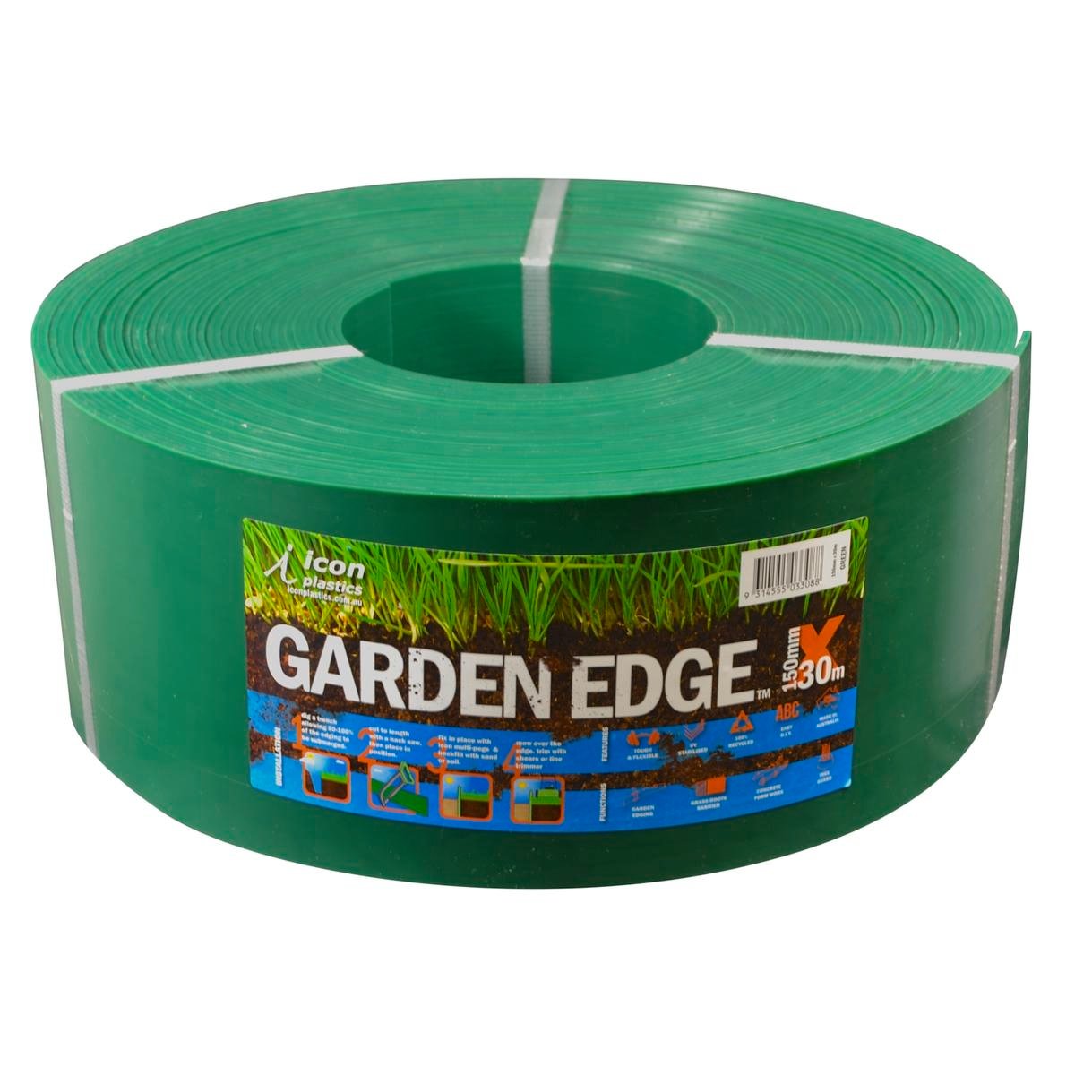 Icon Plastics 150mm x 30m x 3mm Green Garden Edge - Green - Bunnings ...