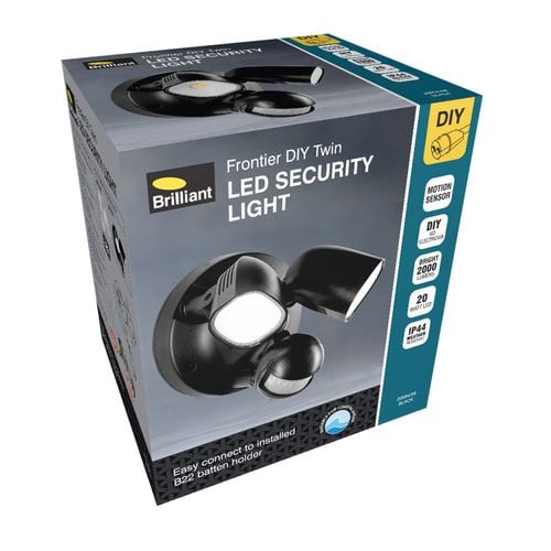 Brilliant Black Frontier B22 DIY Twin LED Security Light - Bunnings New ...