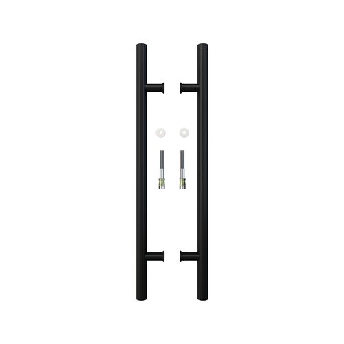 Rolltrak 600mm Black Matte Barn Door Round Double Pull Handle ...