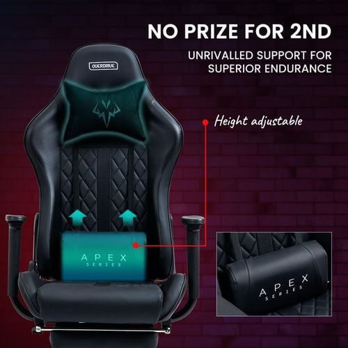 OVERDRIVE Apex Series Reclining Gaming Office Chair w/ Footrest,Black ...