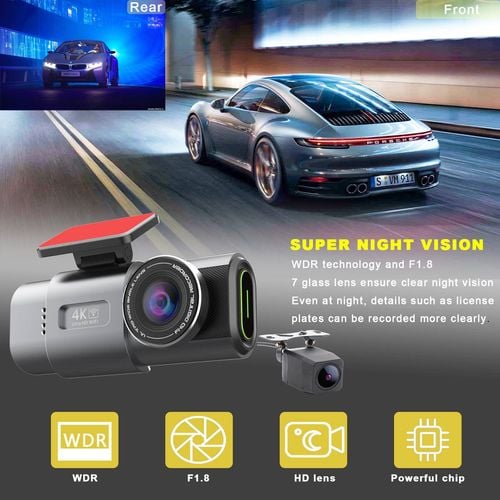 4K Dash Cam UHD 2160P WiFi Front Dashcam Night Vision Car Camera with ...