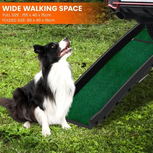 Furtastic Foldable Plastic Dog Ramp with Synthetic Grass for Extra Grip ...