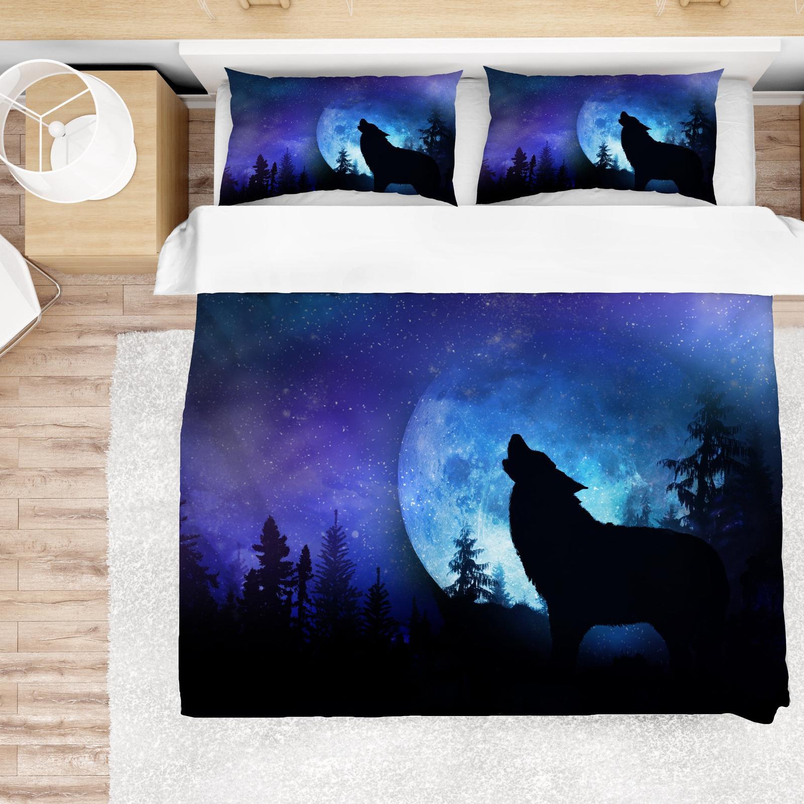 3D Moon Night Wolf Quilt Cover Set Bedding Set Pillowcases 17 ...