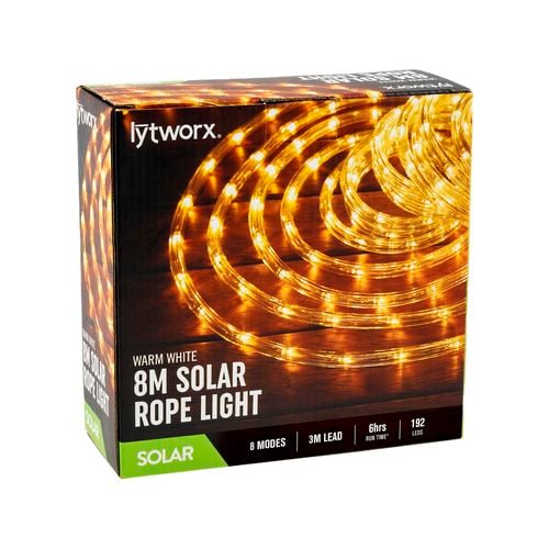Lytworx 8m Warm White LED Solar Rope Light - Bunnings New Zealand