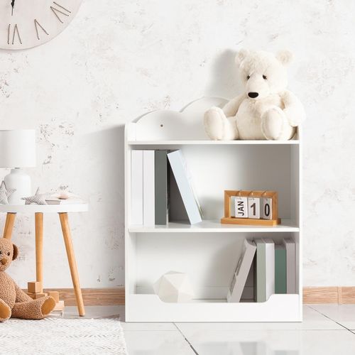 Cloud Kids Bookcase Bookshelf Open Shelving 3 Levels White - Bunnings ...
