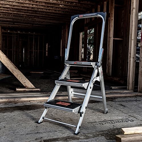 Little Giant 150kg Aluminium Safety Step 3 with Bar Single Side ...