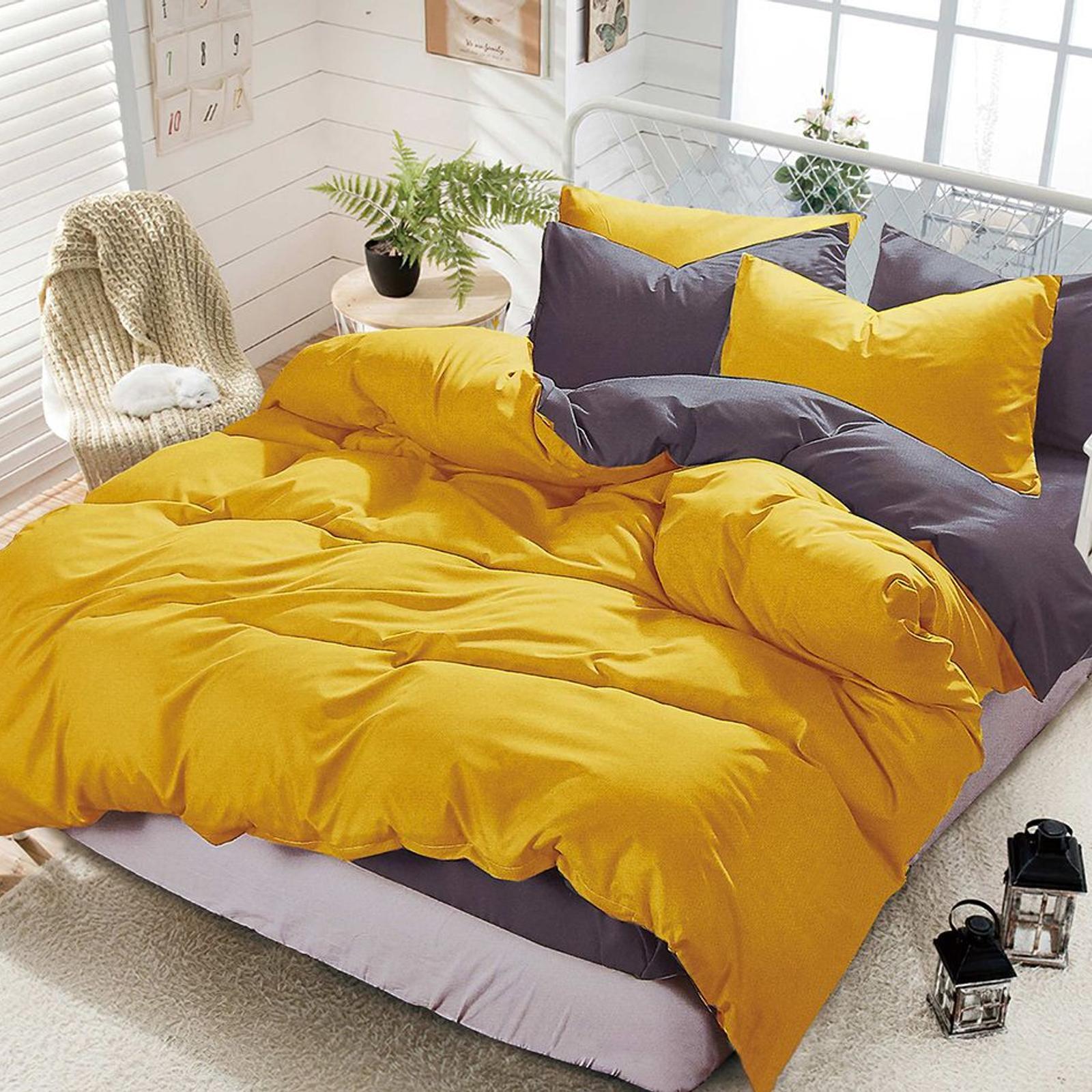 Fabric Fantastic 1000TC Reversible Super King Size Yellow and Grey ...