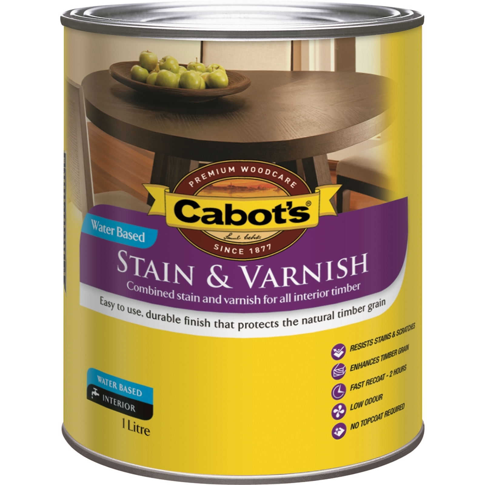 Cabot's 1L Walnut Water Based Stain And Varnish - Bunnings Australia