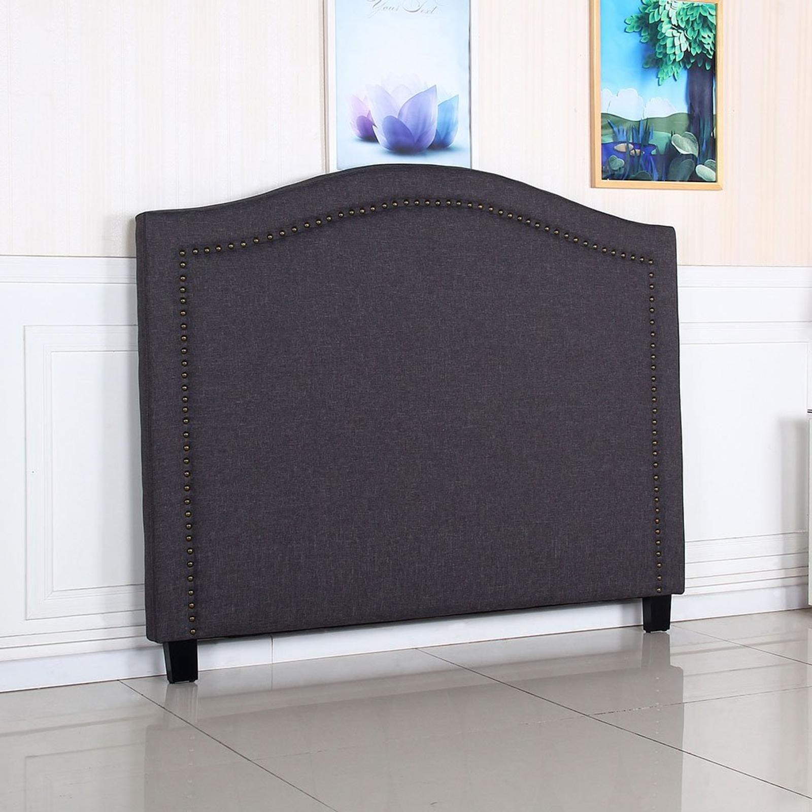 Bed Head Queen Size Charcoal Headboard with Curved Design Upholstery ...