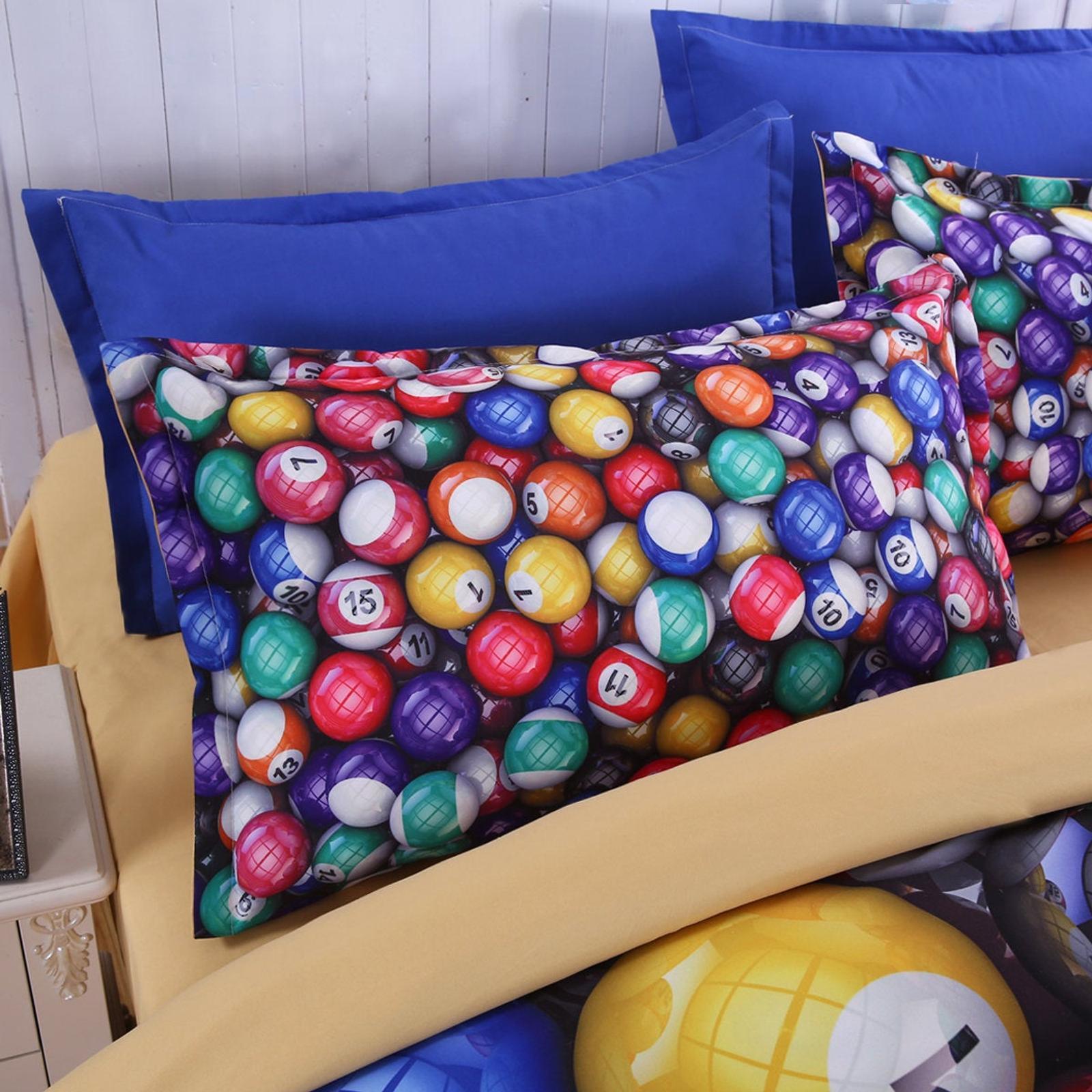 3D Billiards Snooker Quilt Cover Set Bedding Set Pillowcases - Bunnings ...
