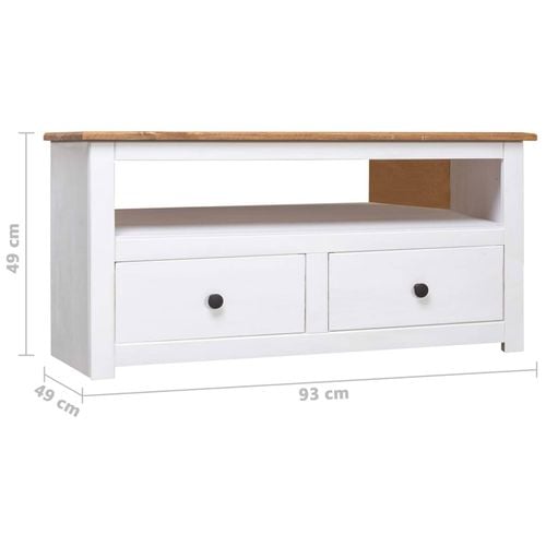vidaXL Solid Pinewood Corner TV Cabinet White 93x49x49 cm Panama Range ...