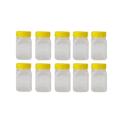 10x 500g Plastic Honey Jars + Lids - Square Clear Food Grade Packaging ...