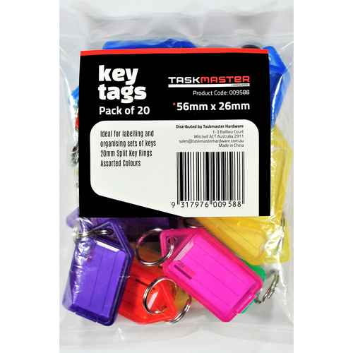 Taskmaster 56 x 29 x 6mm Key Tag With Key Ring - 20 Pack - Bunnings New ...