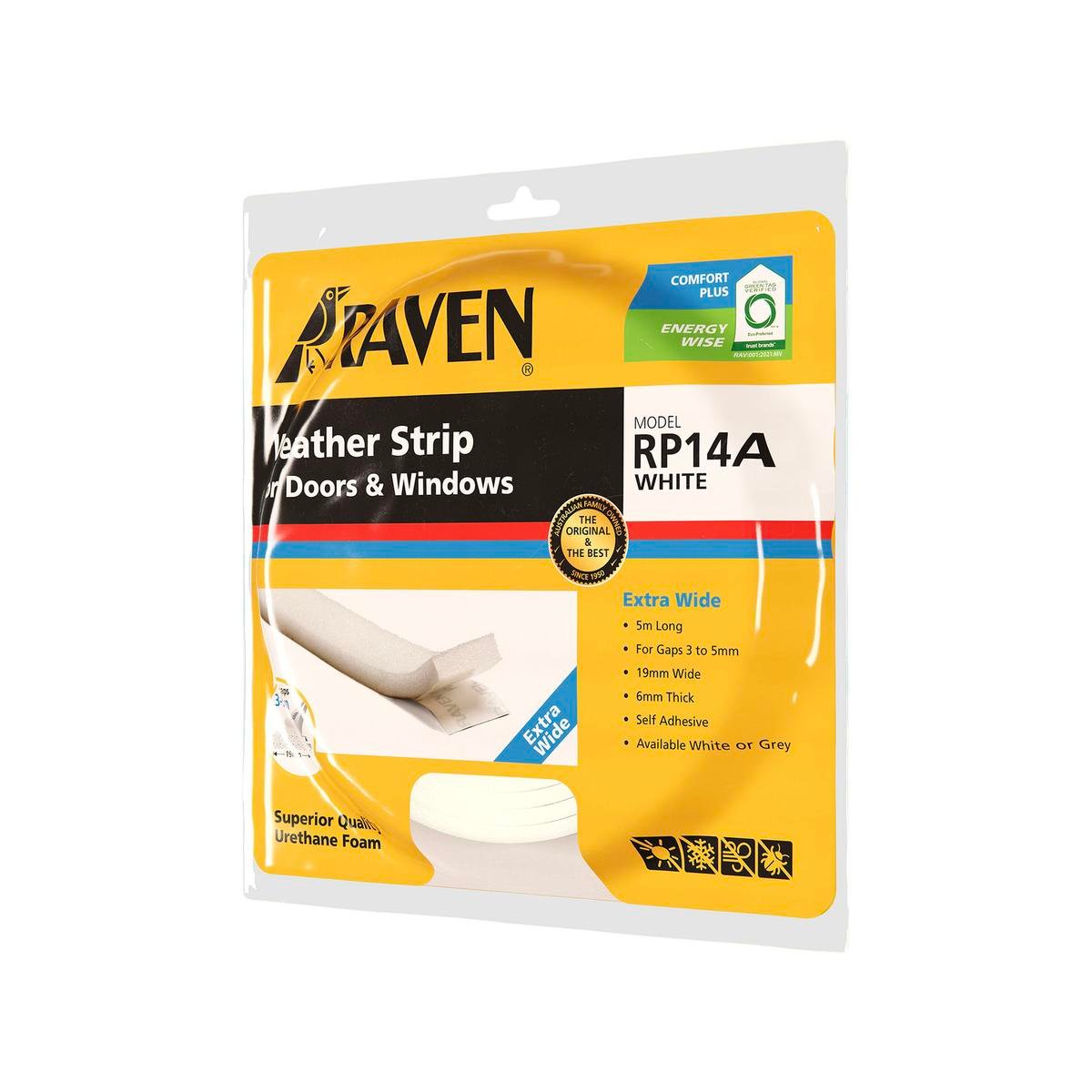 Raven 5000mm White RP14A Self Adhesive Extra Wide Weather Strip ...