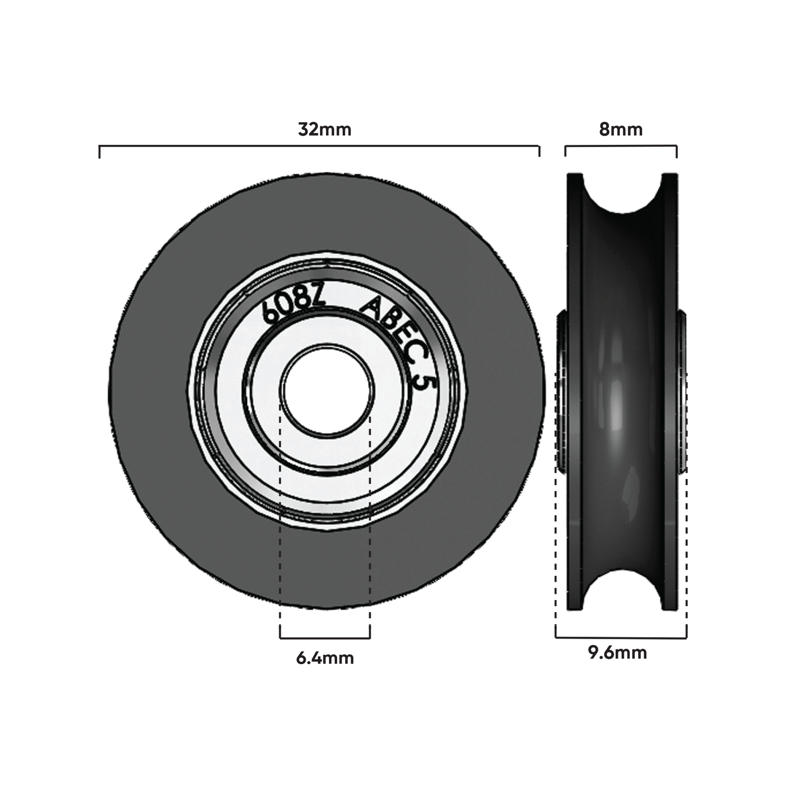 Rolltrak 32mm Nylon Concave Roller - Bunnings Australia