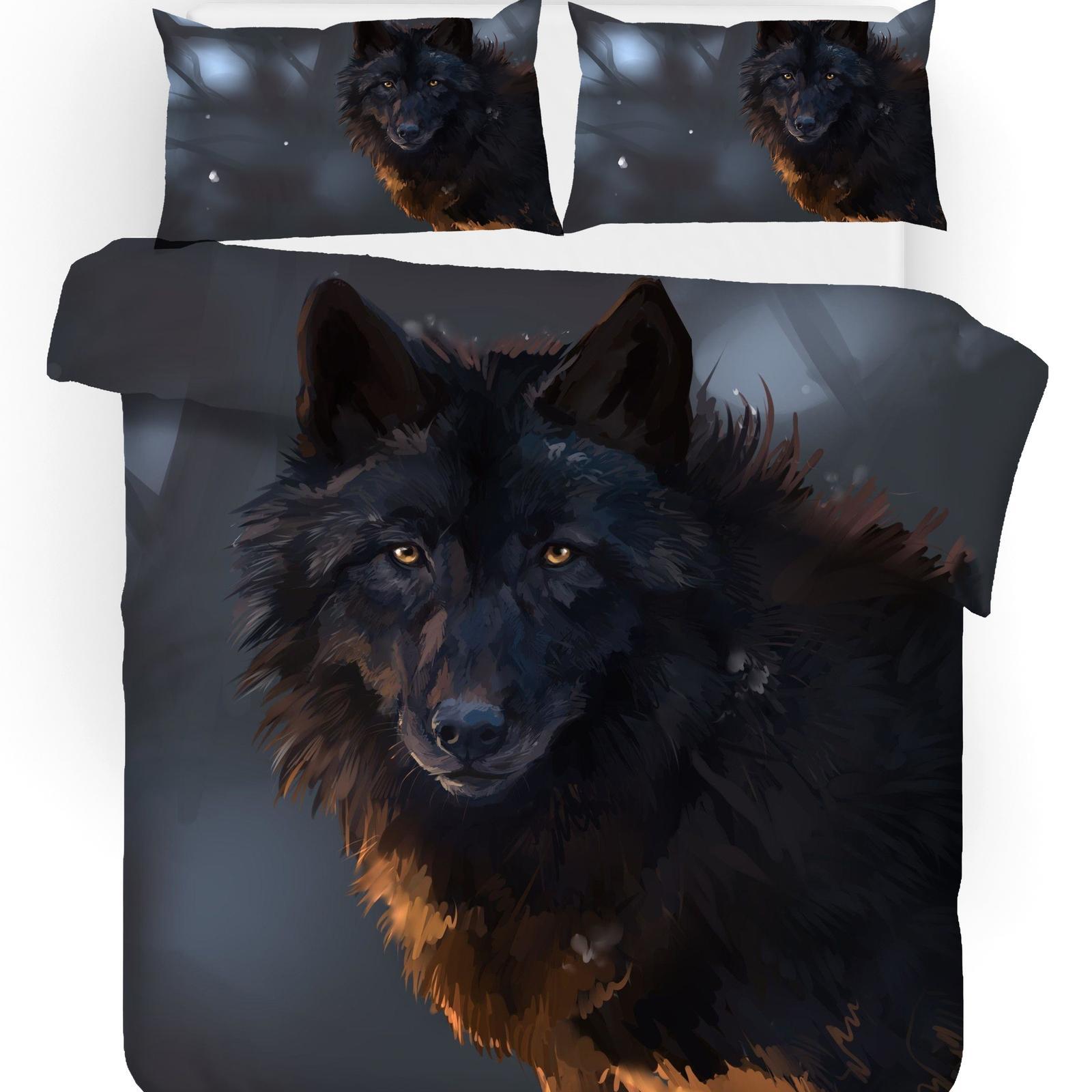 3D Dark Black Wolf Quilt Cover Set Bedding Set Pillowcases 32 ...