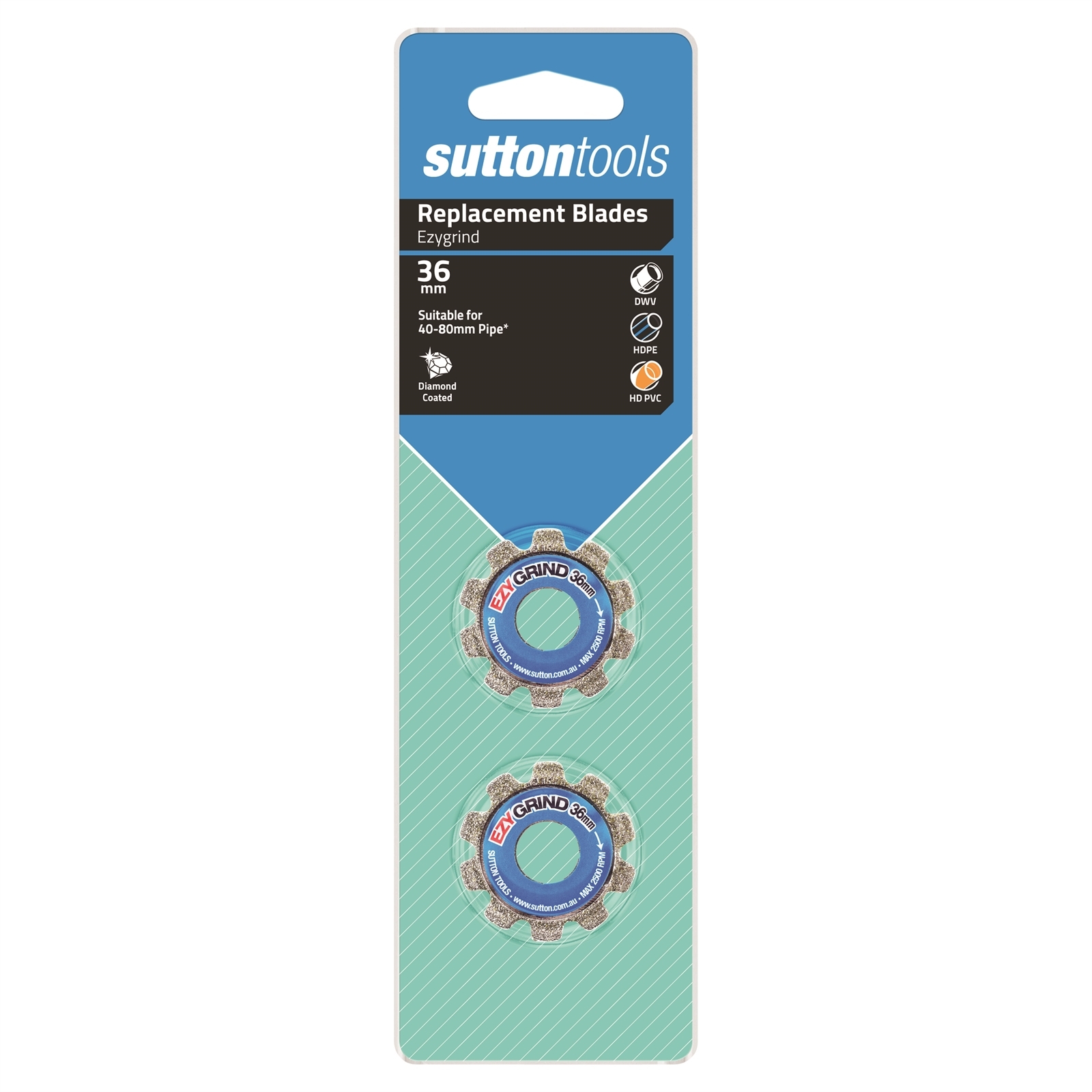 Sutton 36mm Ezygrind PVC / HDPE Pipe Cutter Blades - 2 Pack - Bunnings ...
