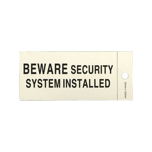 Brutus Beware Security System Installed 100 x 50mm Self Adhesive ...