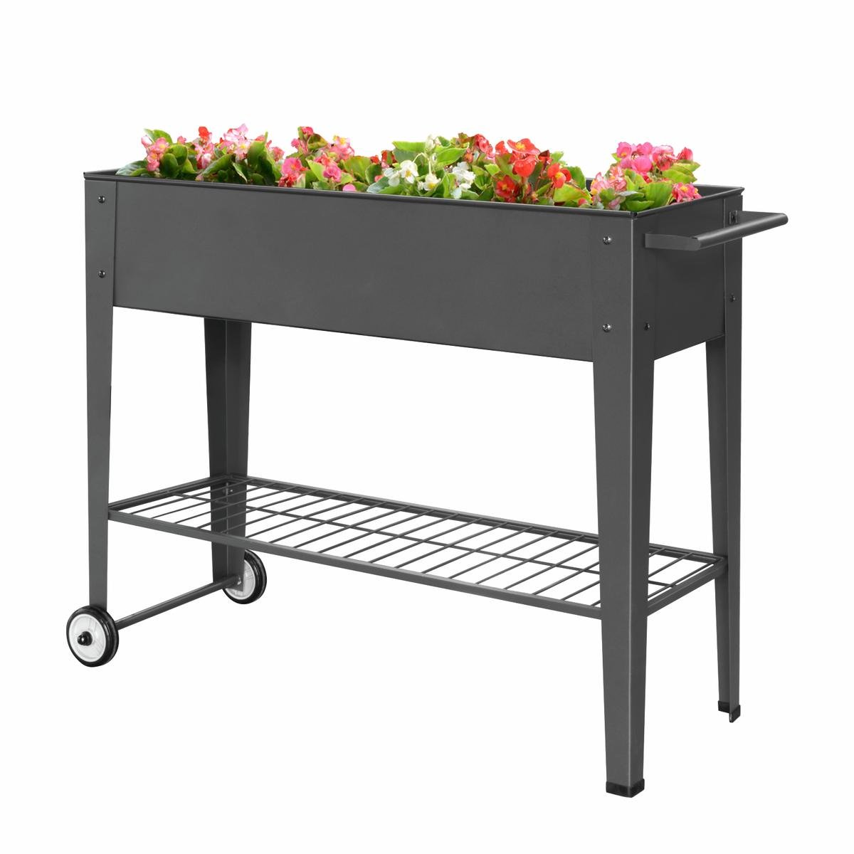 Pinnacle 950 x 350 x 800mm Charcoal Raised Mobile Garden Planter ...