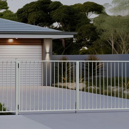 ProtectorAl 1201 - 1500 x 1200mm Pearl White Aluminium Garden Gate Flat ...