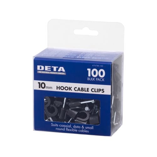 DETA 10mm Hook Cable Clips - 100 Pack - Black - Bunnings New Zealand