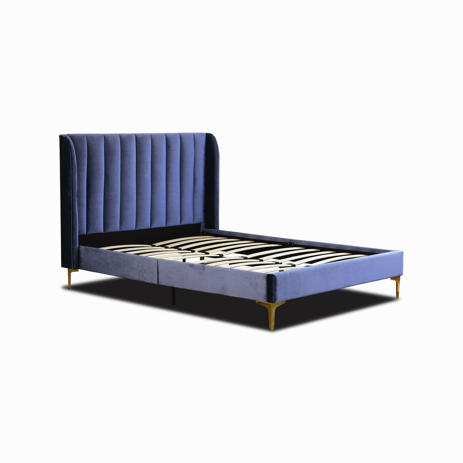 Istyle Modern Classic Herman Double Velvet Bed Frame Blue with Gold ...
