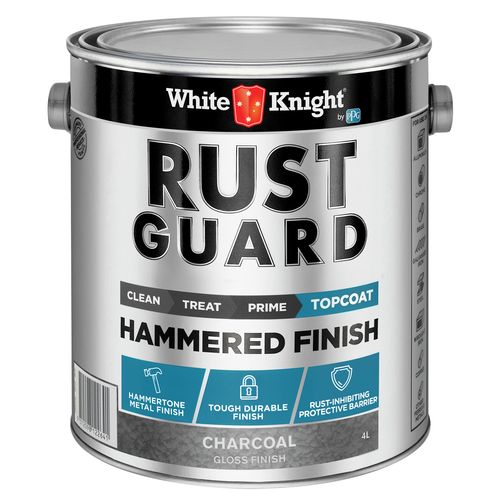 White Knight Rust Guard Gloss Charcoal Hammered Finish Paint - 4L ...