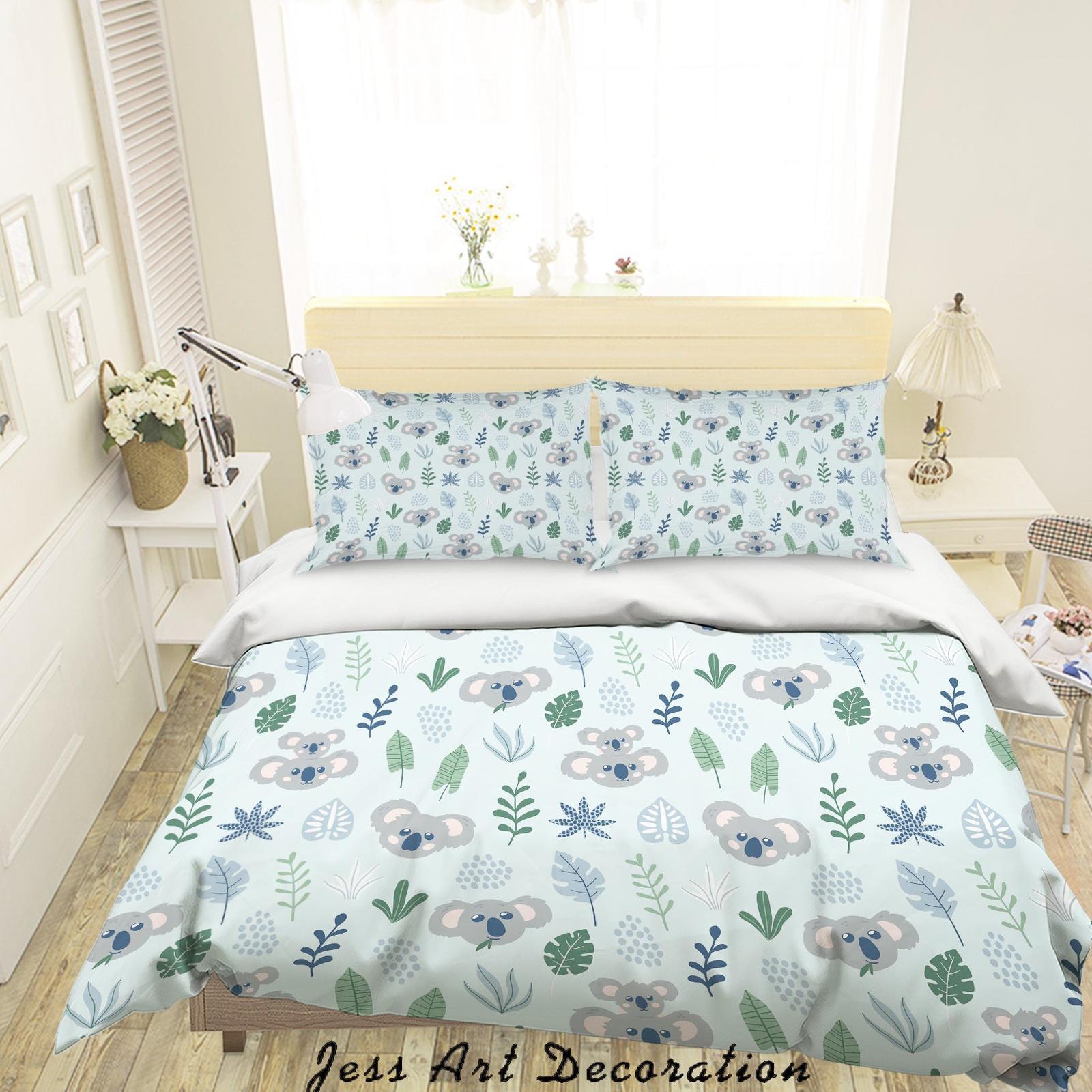 3D Cartoon Koalas Leaves Quilt Cover Set Bedding Set Pillowcases 101 ...