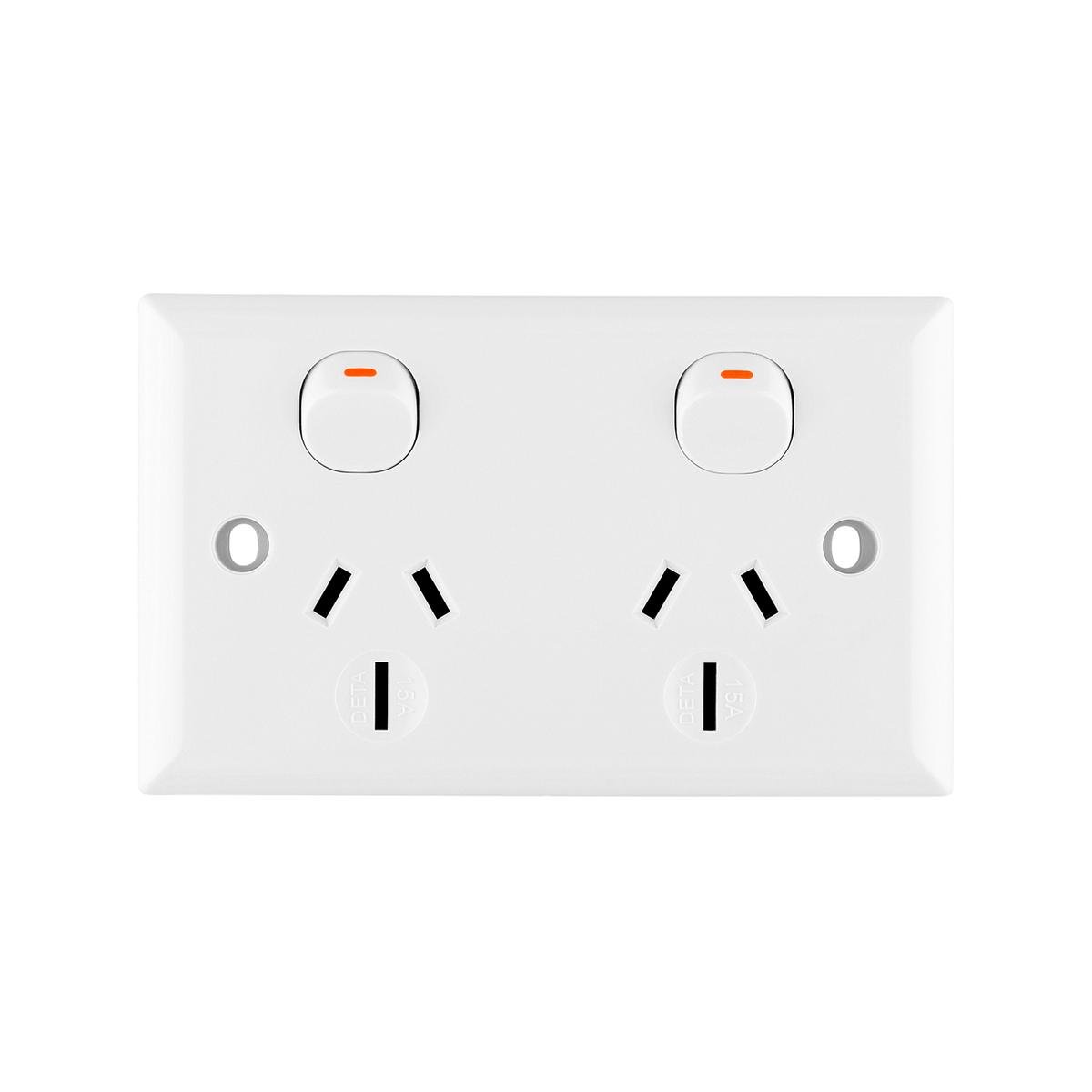 DETA 15 Amp Solid Plate Double Power Point - Bunnings Australia