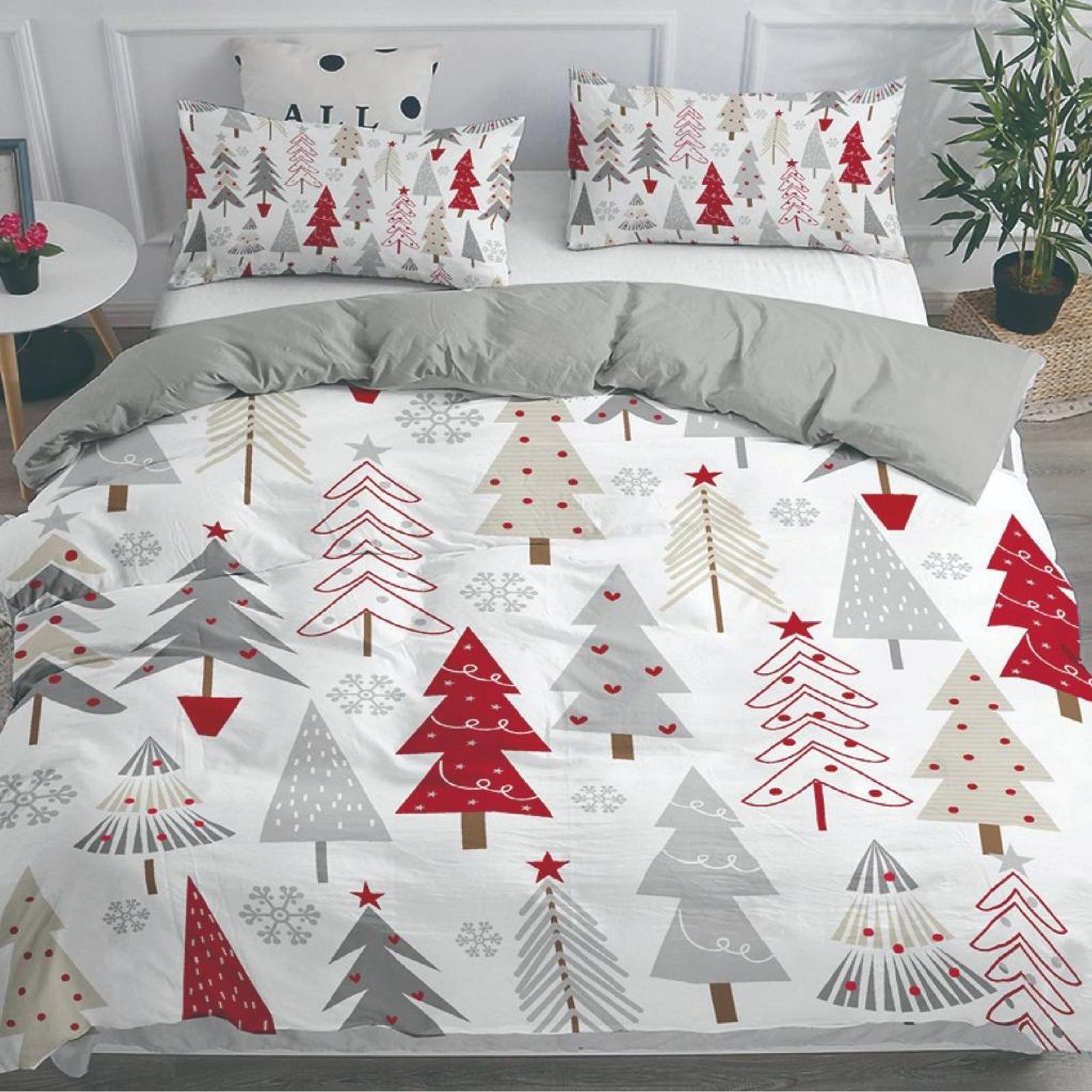 Dreamfields Double Xmas Tree White Christmas Design Soft Quilt Duvet ...