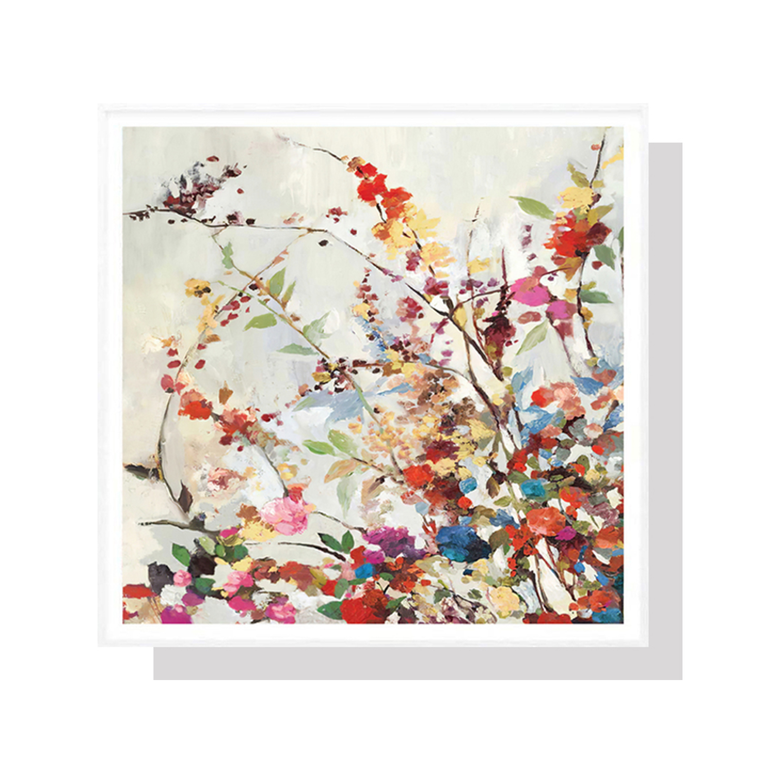 60cmx60cm Coming Spring Square Size White Frame Canvas Wall Art ...