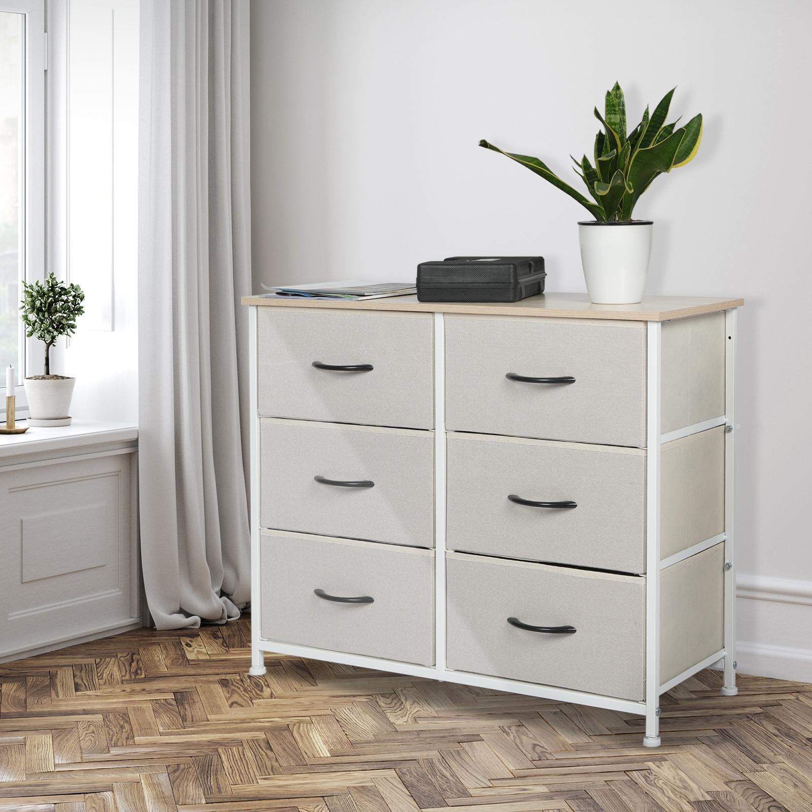 Levede 6 Chest of Drawers Storage Cabinet Beige - Bunnings Australia