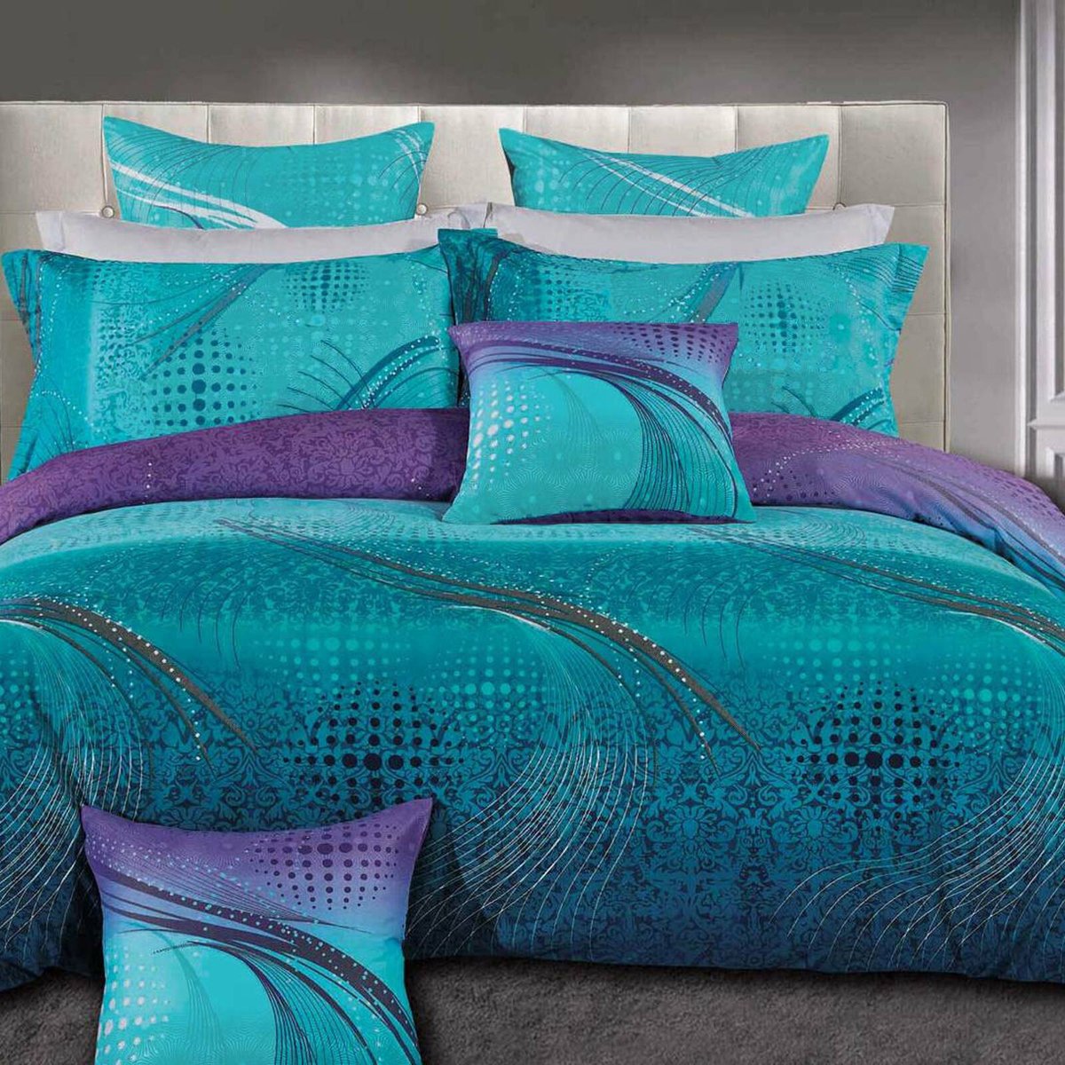 Luxton Zephyr Aqua Turquoise Quilt Cover Set( Super King ) - Bunnings ...