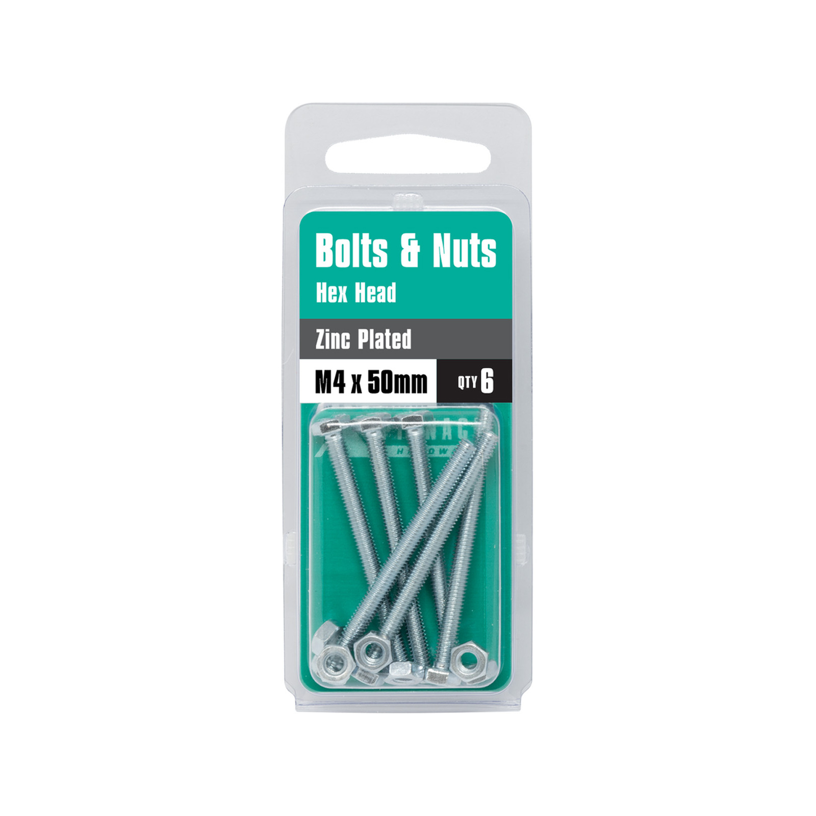 Pinnacle M4 x 50mm Zinc Plated Hex Head Bolts And Nuts - 6 Pack ...
