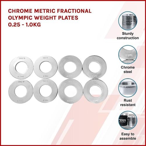 RTM Chrome Metric Fractional Olympic Weight Plates 0.25 - 1.0kg ...