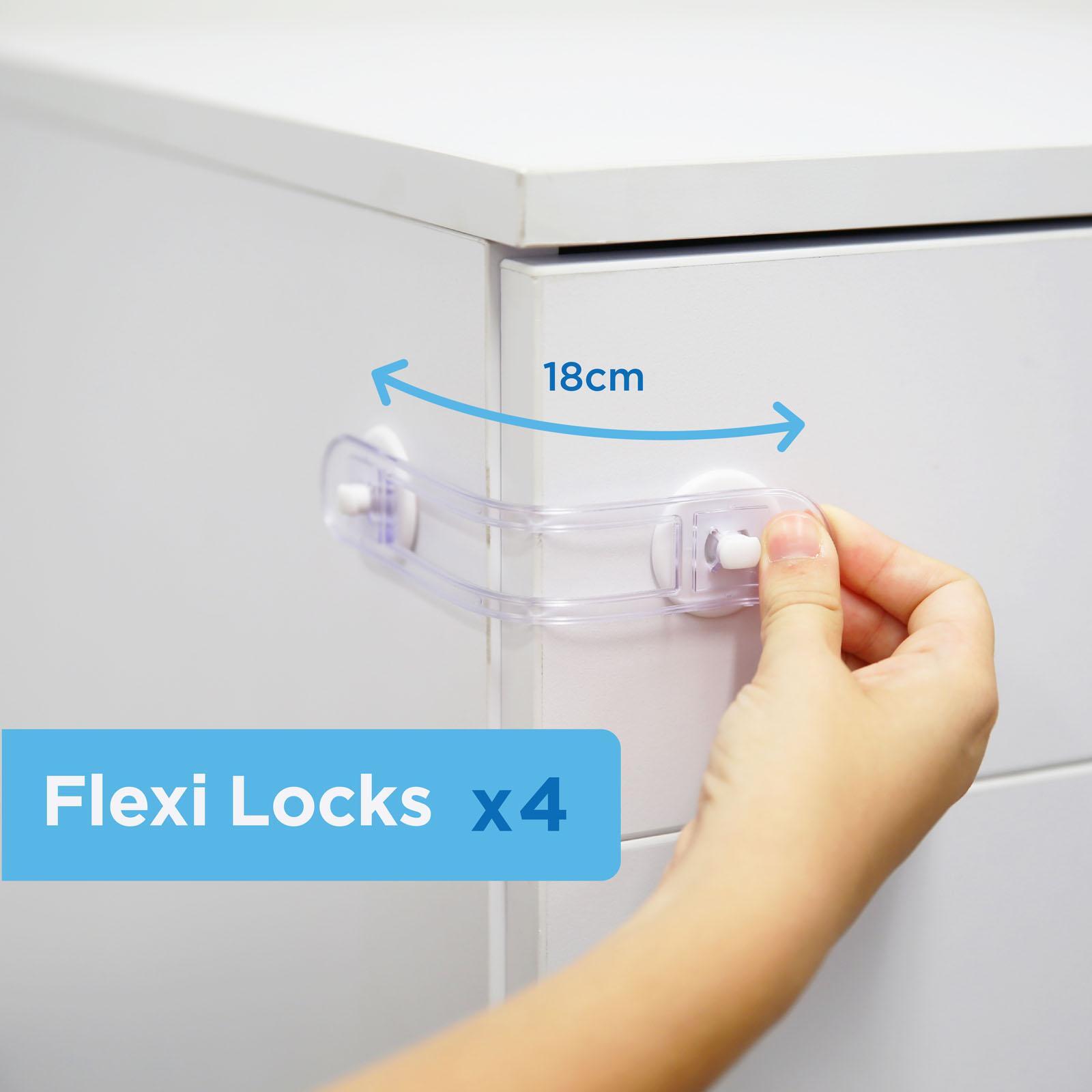 Perma Child Safety 18cm Adhesive Universal Flexi Locks – 4 Pack ...
