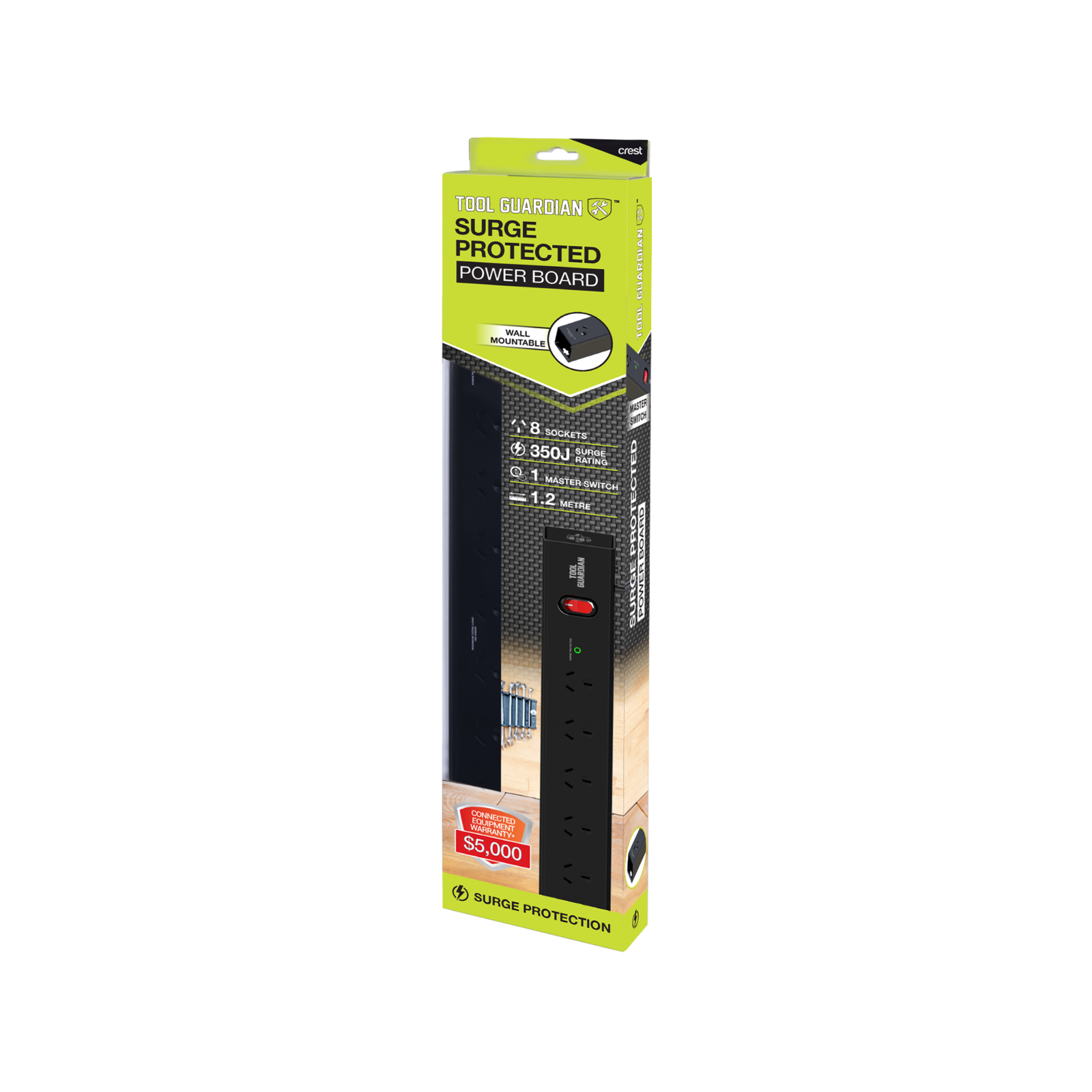 Tool Guardian 8 Socket Power Board Wall Mount - Bunnings Australia