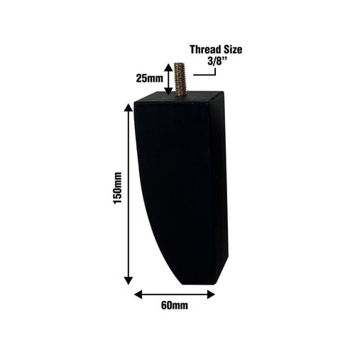 Adoored 60 x 150mm Curved Wooden Black Furniture Leg - Bunnings Australia