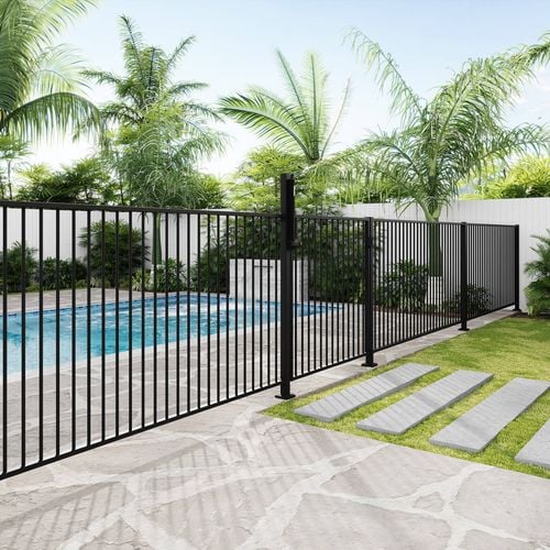 ProtectorAl 2400 x 1200mm Black Aluminium Flat Top Pool Fence Panel ...