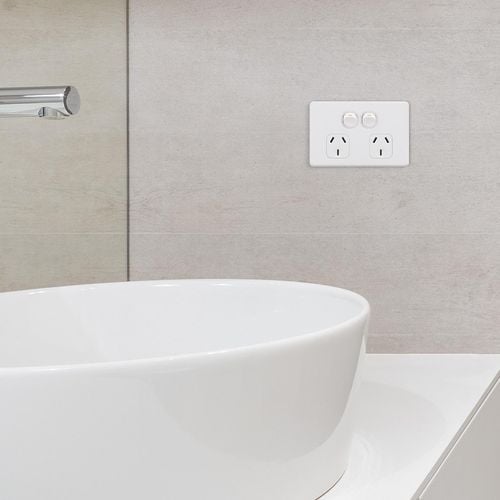 DETA White Matte S-Line Double Power Point - Bunnings Australia