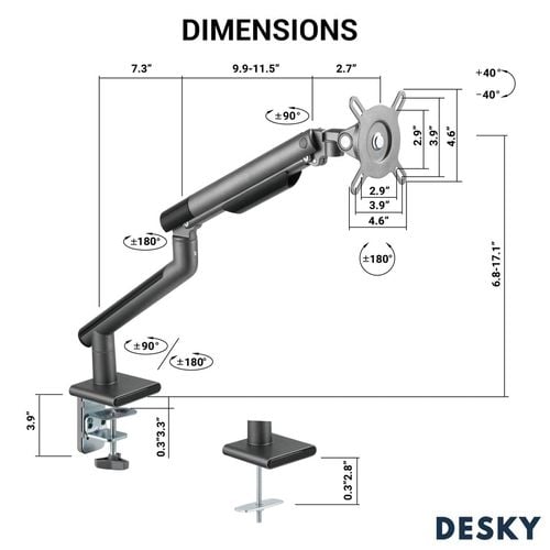 Desky Single Slim Aluminium Monitor Arm - Steel Grey - Bunnings Australia