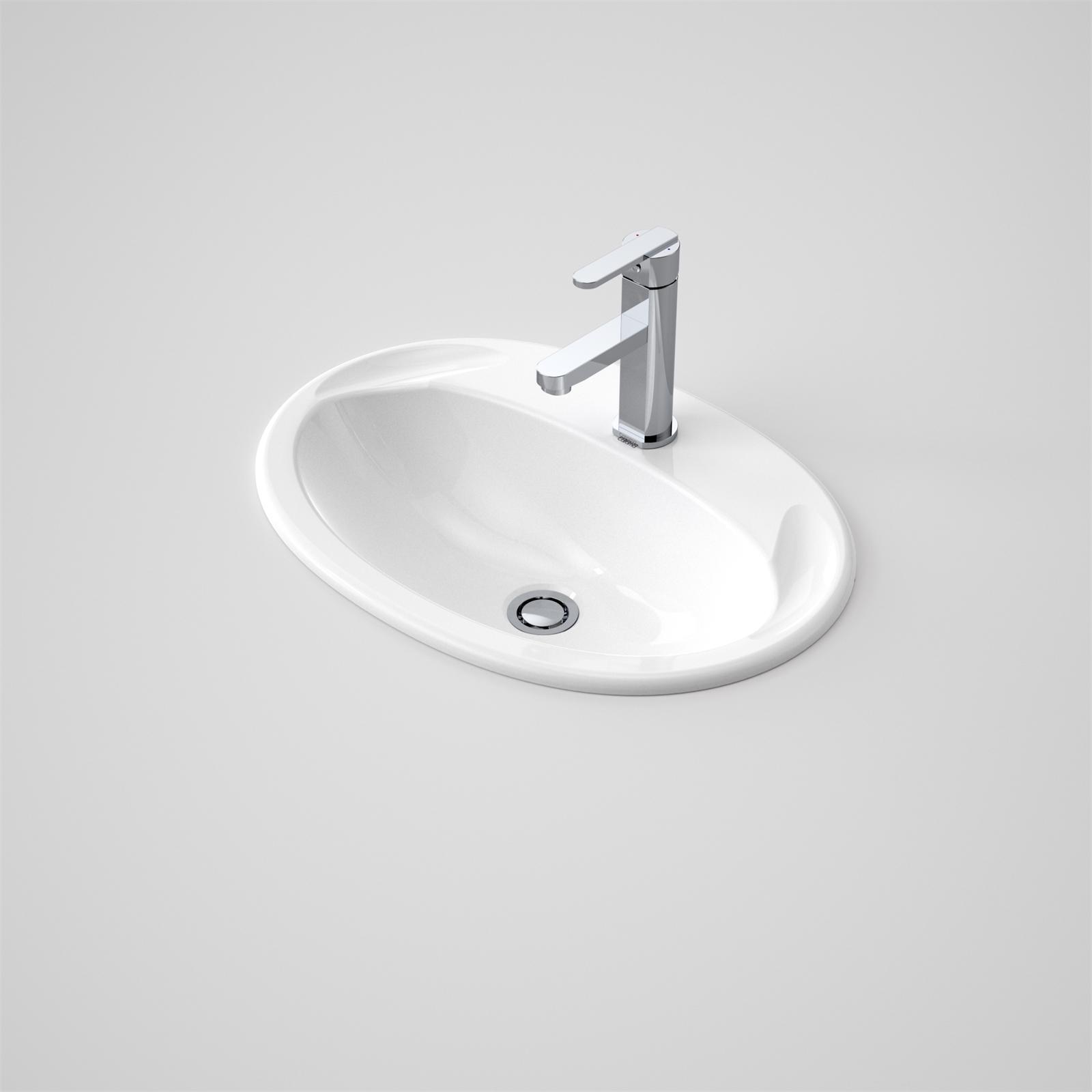 Caroma 565 x 395mm White Centro Vanity Basin With 3 Tap Holes ...