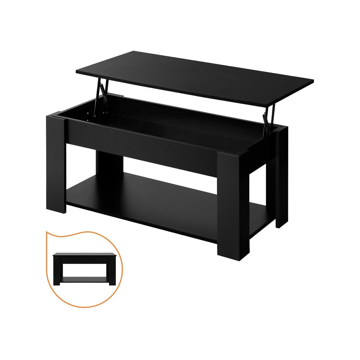 Oikiture Black Lift Up Top Coffee Table - Bunnings Australia