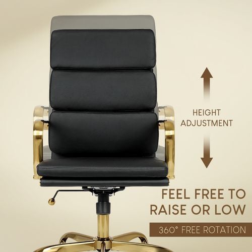 Furb Office Chair Executive High Back Gold Frame Black Pu Leather ...