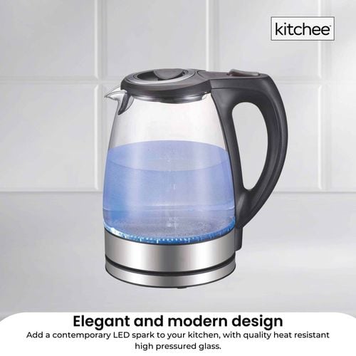 1.7L Electric Glass Kettle LED Blue Light 360 Automatic Cordless Water ...