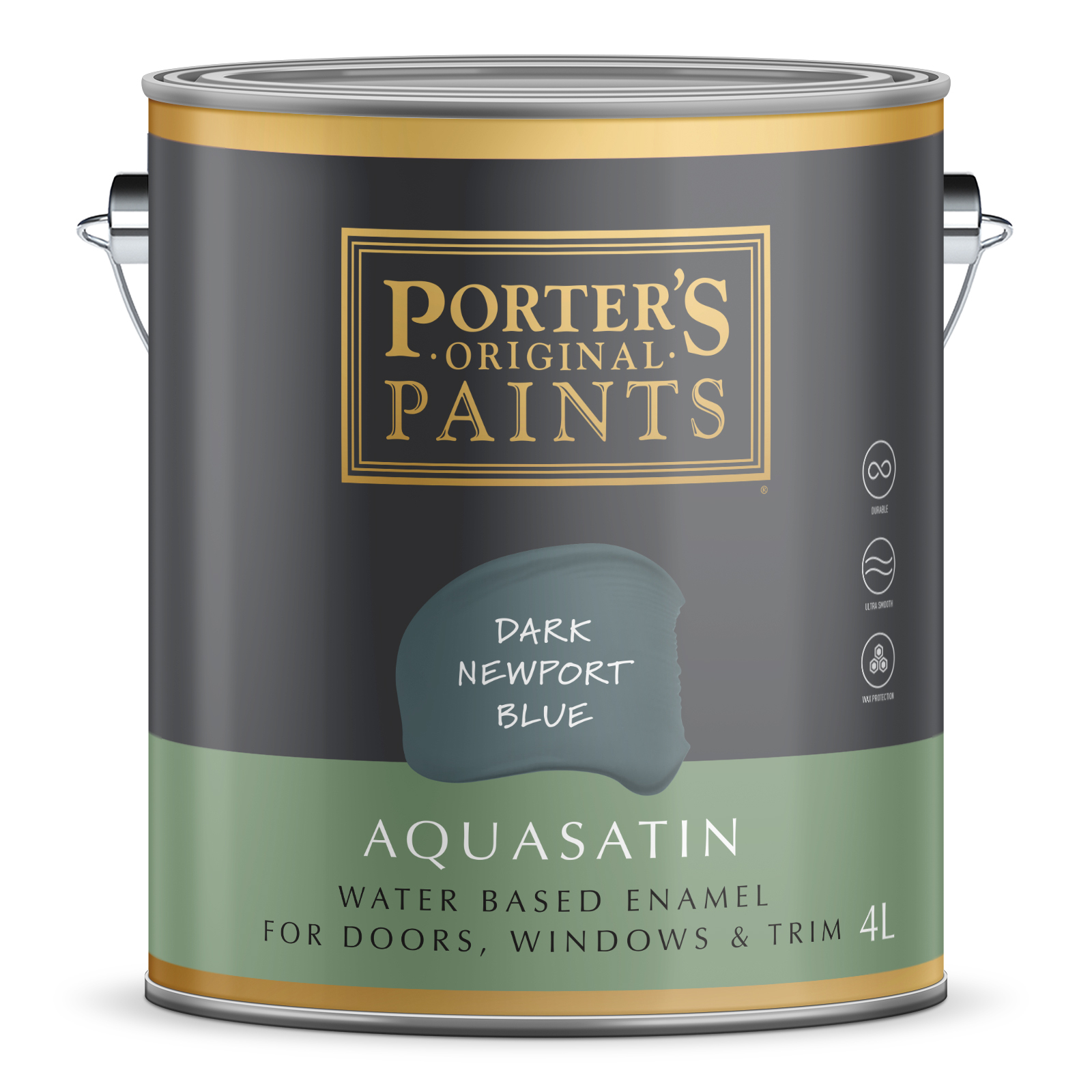 Porter's Paints 4L Dark Newport Blue Aquasatin - Bunnings Australia