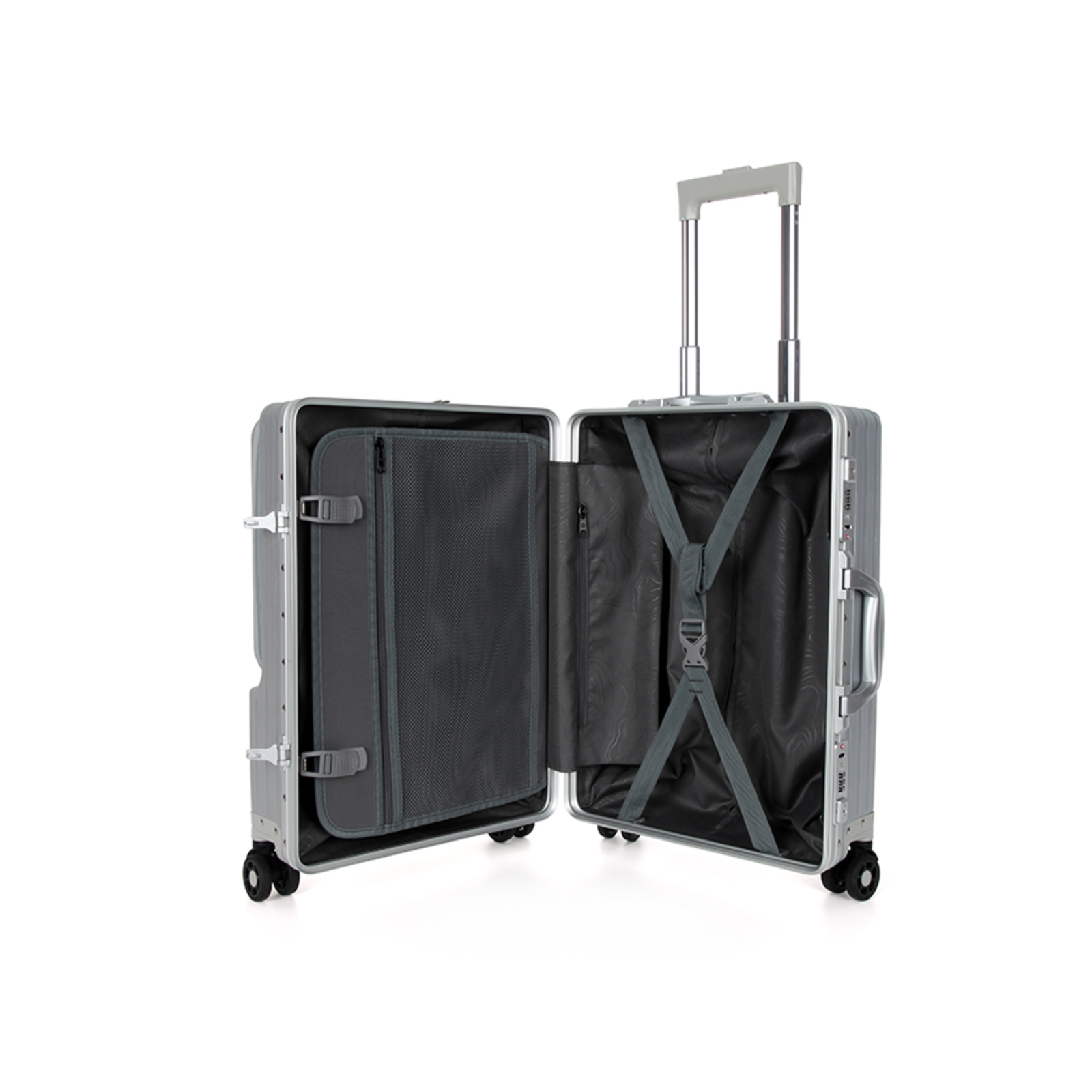 Swiss Aluminum Luggage Suitcase 360 degree rolling HardCase 24"-Silver ...