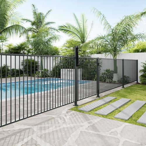 ProtectorAl 2400 x 1200mm Monument Aluminium Flat Top Pool Fence Panel ...